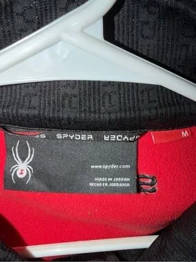 Spyder | Sweaters | Spyder Red And Black Fleece Jacket With Spider Logo ...